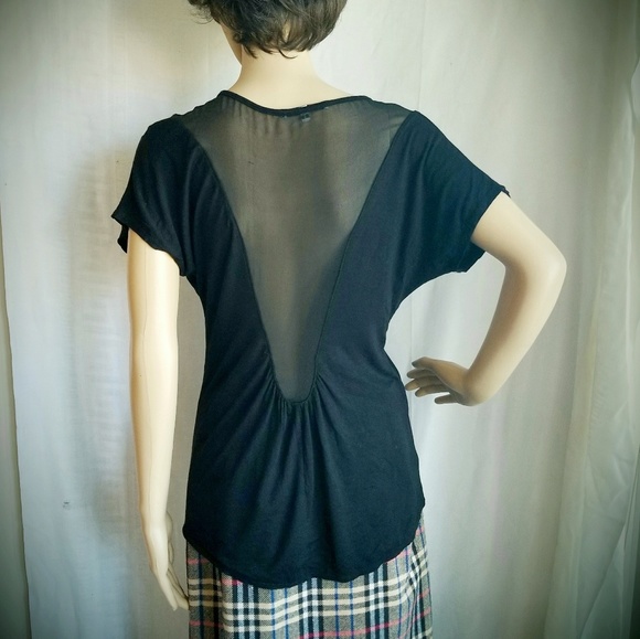 Red Haute | Tops | Sheer Back Red Haute Black Tshirt Medium | Poshmark